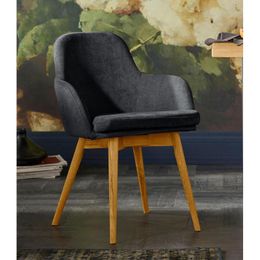 OTTO home Armlehnstuhl &raquo;Livry&laquo; (Set) 2 Stk.Polsterstuhl, Schalenstuhl grau Polyester B/H/T: 62cm x 83cm x 63cm, 2 Stk., Feinstruktur Strukturoptik, 
