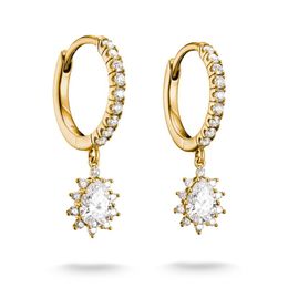 Thomas Sabo Damen Thomas Sabo Paar Creolen &raquo;Gelbgoldfarbene Creole mit Zirkoniasteinen und Anh&auml;nger&laquo; mit Zirkonia (synth.) Metall