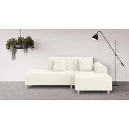 OTTO home Ecksofa &raquo;Suyala&laquo; L-Form mit Hocker beige 100% Polyester B/H/T: 258cm x 85cm x 168cm, Struktur, Recamiere rechts, ohne Hocker