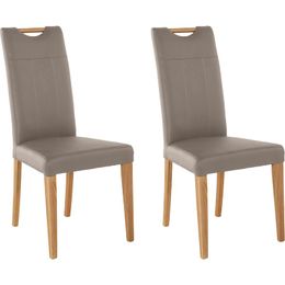 Home Affaire Esszimmerstuhl &raquo;Roberta&laquo; (Set) 2 Stk.mit Bezug aus Echtleder und Gestell aus Eiche Massivholz grau Holzwerkstoff B/H/T: 47cm x 99cm x 