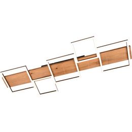 Trio Leuchten LED Deckenleuchte &raquo;Harper&laquo; LED-Board 1 Stk. Warmwei&szlig; Deckenlampe aus Holz + Metall LED mit 3 Dimmstufen, warmwei&szlig;, 5700 Lm schwarz 1, H: