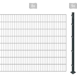 Arvotec Einstabmattenzaun &raquo;ESSENTIAL 160 zum Einbetonieren&laquo; Zaunh&ouml;he 160 cm, Zaunl&auml;nge 2 - 60 m grau Kunststoff, Stahl H/L: 160cm x 16m, Pfosten: 9 Stk.