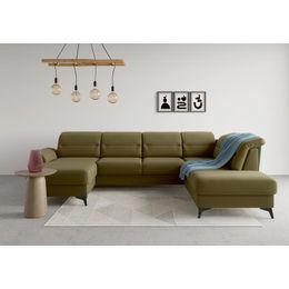 Sit & More sit&more Wohnlandschaft &raquo;Sinatra U-Form&laquo; optional mit Kopfteilverstellung und Armteilfunktion, Metallf&uuml;&szlig;e gr&uuml;n 98% Polyester, 2% Polyamid B/H/T: 326cm