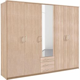 Priess Kleiderschrank &raquo;Husum&laquo; mit dekorativen Kranz, wahlweise mit Schubk&auml;sten braun Holzwerkstoff B/H/T: 231cm x 196cm x 57cm, Schubladen: 3 Stk. 