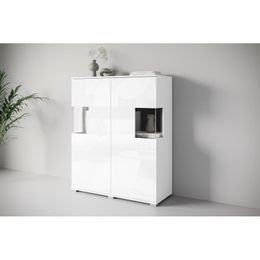 OTTO home Highboard &raquo;Kenia&laquo; 1 Stk. tlg. Modernes Highboard mit Glast&uuml;ren, Breite 100 cm wei&szlig; B/H/T: 100cm x 120cm x 39,5cm, 2 Stk.