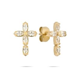 Tamaris Damen Paar Ohrstecker &raquo;Cross, Kreuz-Design&laquo; gold Edelstahl