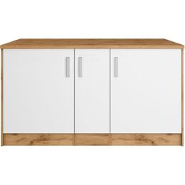 KOCHSTATION K&uuml;cheninsel &raquo;KS-Toronto&laquo; Breite 153 cm, MDF-Fronten, Flaschenregal wei&szlig; B/H/T: 153cm x 85cm x 100cm