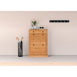 OTTO home Schuhschrank &raquo;Liotta&laquo; Mit 2 Klappen und 1 Schublade beige Massivholz beize/wax, B/H/T: 75cm x 105cm x 25cm, Schubladen: 2 Stk.