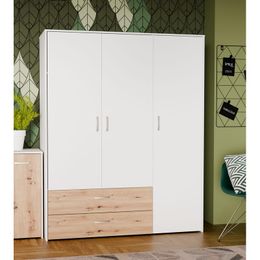 FORTE Kleiderschrank &raquo;Culgoa&laquo; Dreht&uuml;renschrank, Stauraum, 2 Schubk&auml;sten, variable Einlegeb&ouml;den wei&szlig; Dekorfolie, Holzwerkstoff wei&szlig;, B/H/T: 152,8cm x 