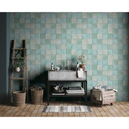 marburg Fototapete &raquo;Tile&laquo; matt glatt moderne Tapete f&uuml;r Wohnzimmer Schlafzimmer K&uuml;che gr&uuml;n Vlies B/L: 0,53m x 10,05m, Rollen: 1