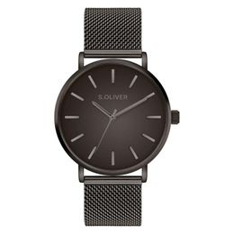 s.Oliver Herren s.Oliver Quarzuhr &raquo;Basic Mesh&laquo; Armbanduhr, Herrenuhr, Edelstahlarmband, analog schwarz Einheitsgr&ouml;&szlig;e