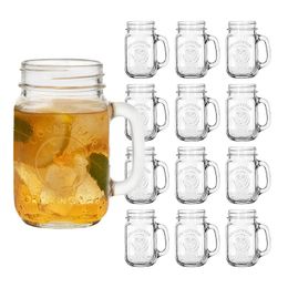 Libbey Gl&auml;ser-Set &raquo; Trinkglas, 12er Set -DRINKING JARS- im Landhausstil&laquo; 488 ml, hochwertig verarbeitet, im modernen Design transparent Glas &Oslash; 9cm x 