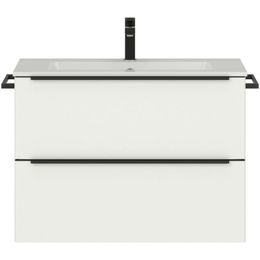 Nobilia Waschtisch-Set &raquo;Levere&laquo; vormontiert, mit Soft-Close, 1 Stk. tlg. wei&szlig; B/H/T: 81cmcm x 59,1cmcm x 48,7cmcm, Griffe schwarz