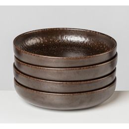 gipfelst&uuml;ck Suppenteller &raquo;Teller Set, Glockenklang&laquo; Scandi-Style, gl&auml;nzende Reaktivglasur, jedes St&uuml;ck ein Unikat braun Steinzeug 22cm
