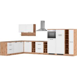 KOCHSTATION Winkelk&uuml;che &raquo;KS-Lana&laquo; Stellbreite 240/420 cm, wahlweise mit E-Ger&auml;ten wei&szlig; B/H/T: 240cm x 200cm x 420cm,mit Cerankochfeld