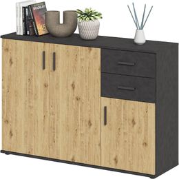 FMD Kommode &raquo;Albi&laquo; schwarz Holzwerkstoff B/H/T: 120,5cm x 83cm x 35cm, 2 Stk., 3 Stk.