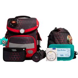 School-Mood Damen School-Mood Schulranzen &raquo;Timeless Pro&laquo; mit LED-Patchy rot B/H/T: 36cm x 42cm x 21cm