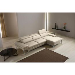 Egoitaliano Ecksofa &raquo;Princess, elegantes Designsofa mit erstklassigem Sitzkomfort, L-Form&laquo; mit Recamiere, inkl. Kopfteilverstellung, edle Designmetallf&uuml;&szlig;e wei&szlig; 
