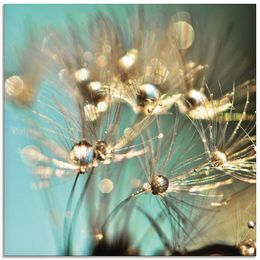 Artland Glasbild &raquo;Pusteblume gl&auml;nzendes Gold&laquo; Blumen 1 Stk. tlg. in verschiedenen Gr&ouml;&szlig;en blau B/H/T: 50cm x 50cm, Glasbild Blumen quadratisch, 1 Stk.