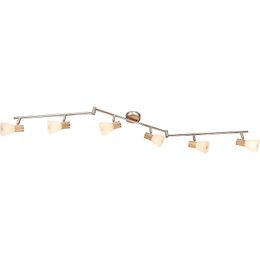Globo LIGHTING Deckenspot &raquo;GYLFI&laquo; E14 1 Stk. Strahler Nickel/Holz, Glas opal/gestreift, E14 6, H: 18cm, 1 Stk.