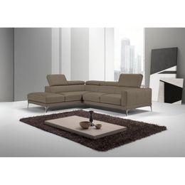 Egoitaliano Ecksofa &raquo;Claudie, Designsofa mit extrakomfortablem Sitzkomfort, L-Form&laquo; Inkl. Kopfteilverstellung, L-Form grau Luxus-Microfaser (100% Polyester) Leder