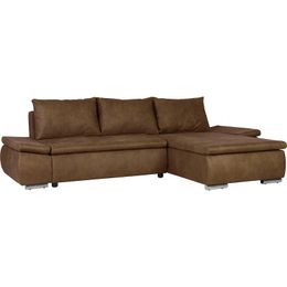 Home Affaire Ecksofa &raquo;Acra L-Form&laquo; mit Bettfunktion und Bettkasten, in Mattenoptik braun 100% Polyester B/H/T: 266cm x 83cm x 175cm, Luxus-Microfaser 