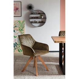 Salesfever Armlehnstuhl &raquo;V&auml;xj&ouml; - Esszimmerstuhl Komfort und Stil&laquo; () 1 Stk.Sitzkomfort neu definiert: 180&deg; Drehplatte inklusive! gr&uuml;n Samtvelours (100