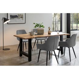 Salesfever Essgruppe &raquo;Stilvolle Essgruppe&laquo; Set, 5 Stk. tlg. 5-teiliges Massivholz-Set, ge&ouml;lt und doppelt gewachst grau Massivholz, Metall, Polyester 