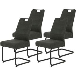 Hela Freischwinger &raquo;KERTIN&laquo; (Set) 4 Stk.XL Sitzbreite, Griff, Federkorb, 140kg belastbar grau Metall, Polyester, Stoff B/H/T: 48cm x 100cm x 64cm, 4 