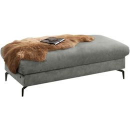 W.Schillig Polsterhocker F&uuml;&szlig;e in Schwarz pulverbeschrichtet grau Stoff S37 (100% Polyester): Luxus-Microfaser in Lederoptik B/H/T: 141cm x 42cm x 70cm