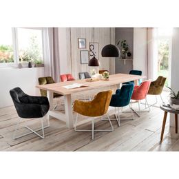 Home Affaire Esstisch &raquo;Tristan&laquo; massive Balkeneiche ge&ouml;lt mit Baumkante, in natur oder white wash wei&szlig; B/H/T: 280cm x 77cm x 110cm