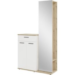 HBZ-MEBLE HBZ Garderoben-Set &raquo;Kompaktgarderobe, BxHxT 105x188x38 cm mit Spiegel&laquo; 2 Stk. tlg. wei&szlig; Holzwerkstoff B/H/T: 105cmcm x 188cmcm x 38cmcm
