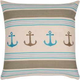Pad Dekokissen &raquo;ANCHOR&laquo; Kissenh&uuml;lle ohne F&uuml;llung, maritim, Motiv Anker, 1 St&uuml;ck grau Baumwolle B/L: 45cm x 45cm, 1 Stk.
