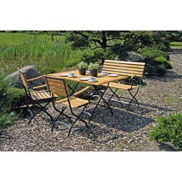 Garden Pleasure Garten-Essgruppe &raquo;WIEN&laquo; 4 Stk. tlg. mit praktischer Klappfunktion braun FSC -zertifiziertes Massivholz, Stahl B/H/T: 280cm x 89cm x 120cm, klappbar