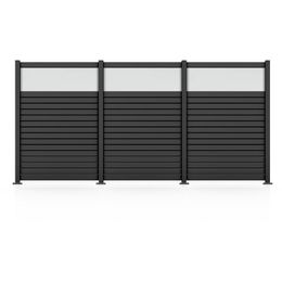STAKET PRO Gartenzaun &raquo;Komplettzaun &raquo;Rhombus Mini&laquo; Breite 1200 mm + Fl&auml;chendruck 84&laquo; Zaunh&ouml;he 180 cm, Zaunl&auml;nge 2,484 - 3,726 m schwarz Aluminium, 