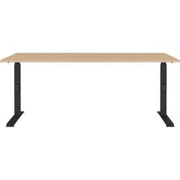 Germania Schreibtisch &raquo;Lissabon&laquo; Fu&szlig;gestell aus Metall mit nivellierbaren Gleiter beige B/H/T: 180cm x 91cm x 80cm, Mechanisch h&ouml;heneinstellbarer 