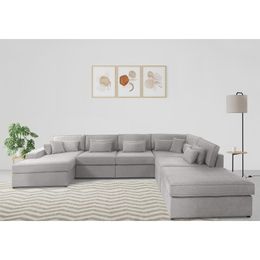 OTTO home Wohnlandschaft &raquo;Enid U-Form&laquo; 6 Teile, bestehend aus Modulen, in vielen Bez&uuml;gen, auch in Breitcord grau Baumwollmix (60% Baumwolle/40% Leinen
