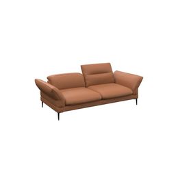 FLEXLUX 2,5-Sitzer &raquo;Salino, Funktionssofa, Relaxsofa&laquo; Sofa mit Arm- und Kopfteil-Verstellungen, Kaltschaum & Stahl-Wellen braun 100% Echtleder B/H/T: 