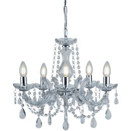 Searchlight Kronleuchter &raquo;Marie Therese 5Lt Pendant&laquo; E14 1 Stk. silber 5, &Oslash; 48cm H: 41cm, 1 Stk.