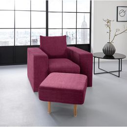 LOOKS by Wolfgang Joop Sessel &raquo;Looksv&laquo; Verwandlungssessel: aus Sessel wird Sessel mit Hocker lila Microflausch, 1 Hocker inklusive, B/H/T: 112cm x 