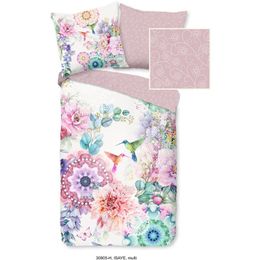 HIP Wendebettw&auml;sche &raquo;Isaye&laquo; 2 Stk. Mako-Satin, 135x200, Rei&szlig;verschluss, Wendeoptik, Mandala, Blumen, Lila bunt Satin, Obermaterial: 100% Baumwolle B/L