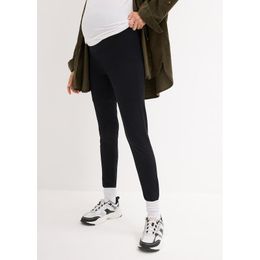 bonprix Damen bonprix Umstandsleggings leicht angeraute Innenseite, Skinny Fit, breites Bauchband schwarz 48/50 (XL), N-Gr