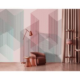 Livingwalls living walls Vliestapete &raquo;3D-Tapete Geometrie Rosa Blau Moderne Vliestapete&laquo; matt glatt Vlies B/L: 2,7m x 4m, Rollen: 1
