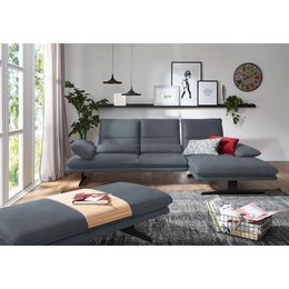 W.Schillig Ecksofa &raquo;broadway, Designsofa mit tollem Sitzkomfort&laquo; Sitztiefenverstellung, Kopfteil- & Seitenteilverstellung, Breite 291cm blau Longlife 