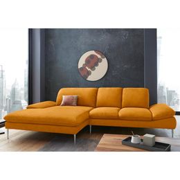 W.Schillig Ecksofa &raquo;enjoy&MORE, Designsofa, elegant und bequem, L-Form&laquo; mit Sitztiefenverstellung, F&uuml;&szlig;e Chrom gl&auml;nzend, Breite 310 cm gelb Chenille-
