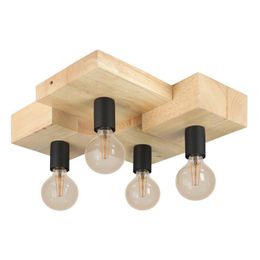 Eglo Deckenleuchte &raquo;HALKIN Deckenlampe, Holz und Stahl, E27, Wohnzimmerlampe, Flurlampe&laquo; E27 1 Stk. Eglo Deckenleuchte Halkin braun, schwarz 4X40W L:
