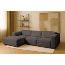Home Affaire Ecksofa &raquo;Noord mit Kedernaht, Breite 281 cm, L-Form&laquo; Cord, Struktur, Webstoff, mit Wellenunterfederung, Massivholzrahmen braun 92% PES, 8