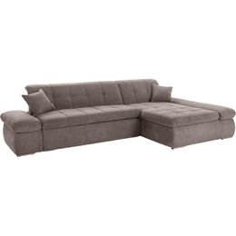 DOMO collection Ecksofa &raquo;MORIC Massiv! - Belastbar bis 140 kgxSitz, 300x172 cm, XXL-Format&laquo; L-Form, Chenilleoptik, taupe grau Chenille (85% Polyester,