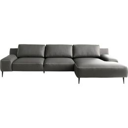 designwerk Ecksofa &raquo;Forma L-Form, zeitloses Designsofa mit aktuellem Fu&szlig;&laquo; in hochwertiger Verarbeitung & tollem Sitzkomfort grau Leder;Struktur 98% 