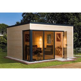 Weka Gartenhaus &raquo;WekaLine 412 Gr.1&laquo; beige Massivholz Fu&szlig;boden im Gartenhaus, selbstklebende Dachbahnen